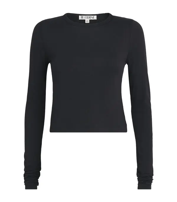 Eterne Cotton-modal Cropped Baby Tee - Black