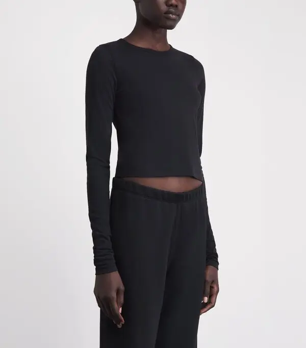Eterne Cotton-modal Cropped Baby Tee - Black