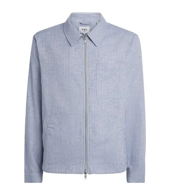 WAX LONDON Cotton-linen Herringbone Eldon Jacket - Blue