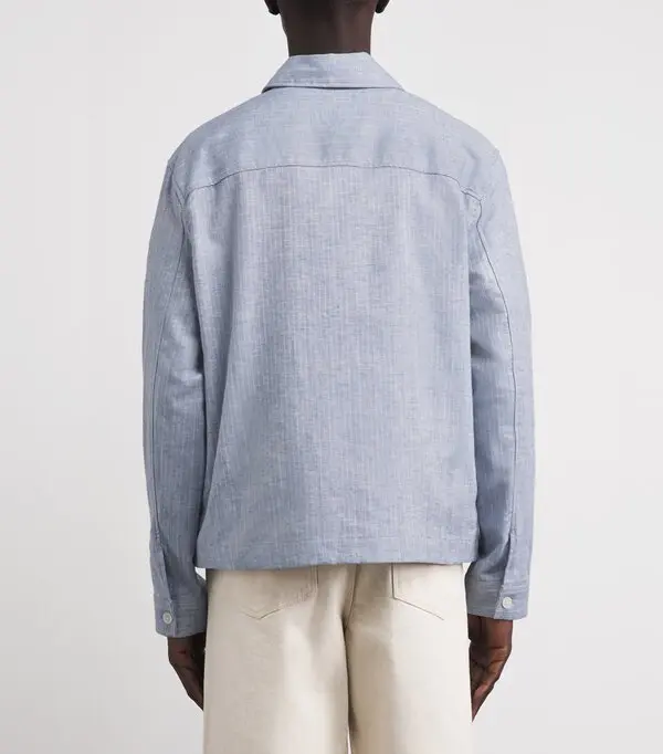 WAX LONDON Cotton-linen Herringbone Eldon Jacket - Blue