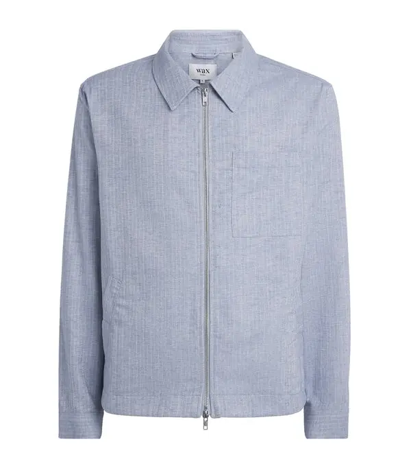 WAX LONDON Cotton-linen Herringbone Eldon Jacket - Blue