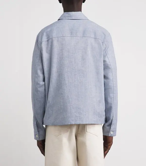 WAX LONDON Cotton-linen Herringbone Eldon Jacket - Blue