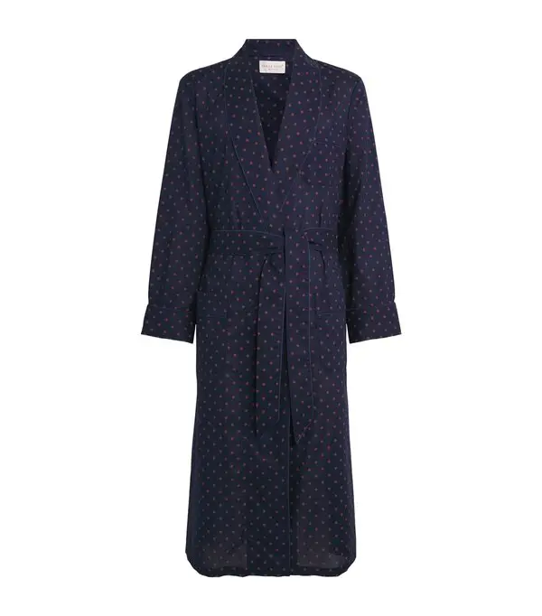 Derek Rose Printed Nelson Robe - Navy