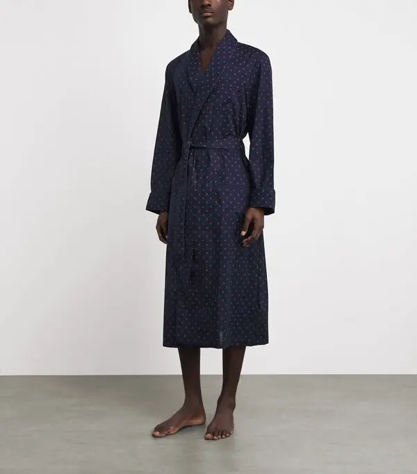 Derek Rose Printed Nelson Robe - Navy
