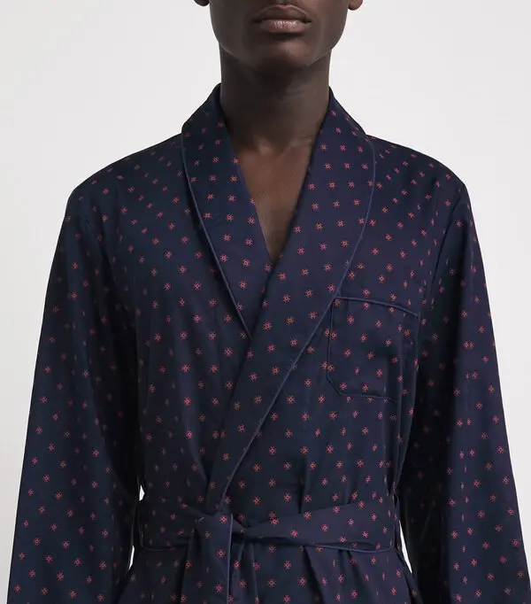 Derek Rose Printed Nelson Robe - Navy