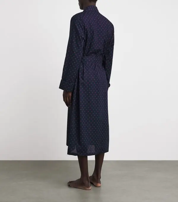 Derek Rose Printed Nelson Robe - Navy