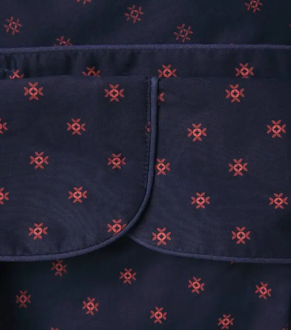 Derek Rose Printed Nelson Robe - Navy