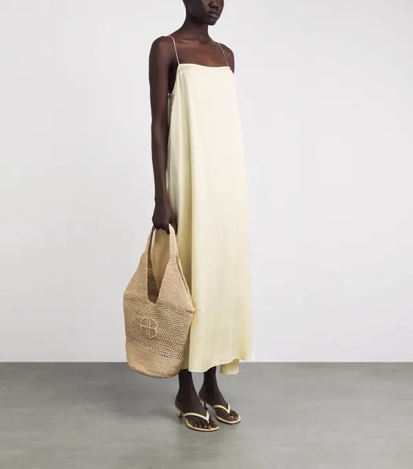 Anine Bing Silk-Blend Mae Maxi Dress - Beige | Editorialist