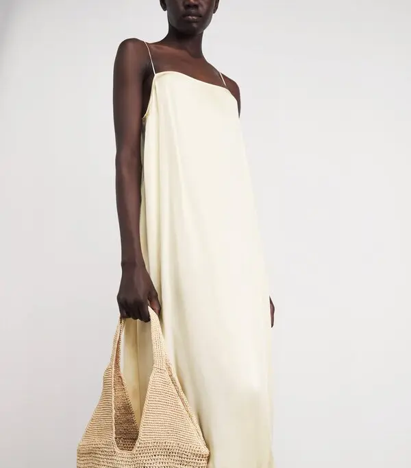 ANINE BING Silk-blend Mae Maxi Dress - Beige