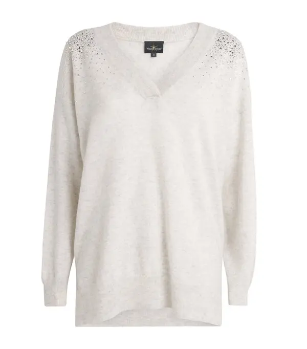 WILLIAM SHARP Cashmere Crystal-embellished V-neck Sweater