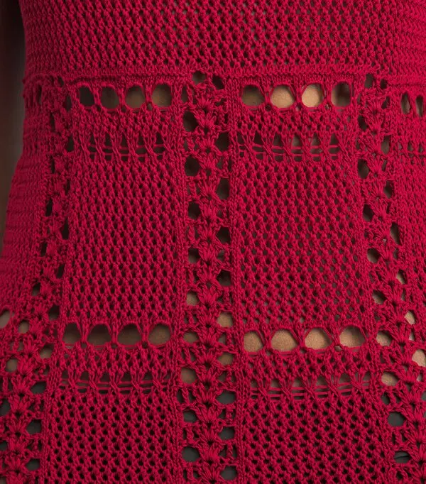 Erdem Cotton Crochet Maxi Dress - Red