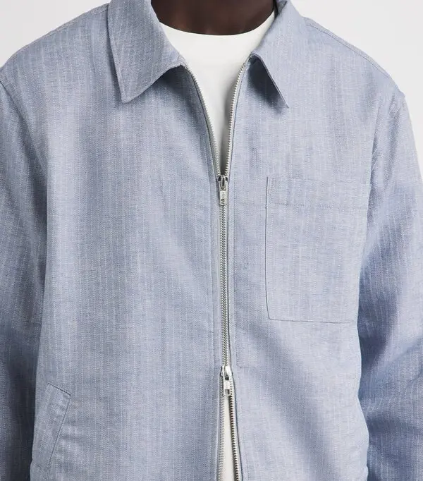 WAX LONDON Cotton-linen Herringbone Zip Jacket