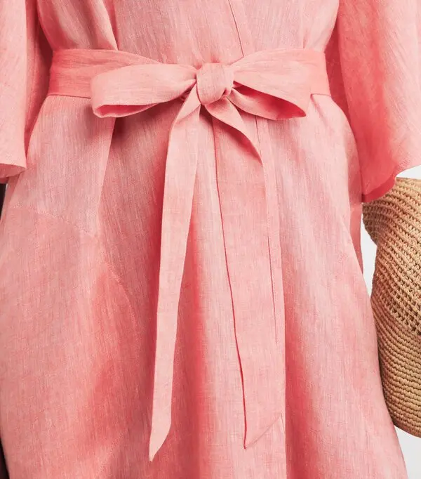ERES Linen Audacieuse Wrap Midi Dress - Pink