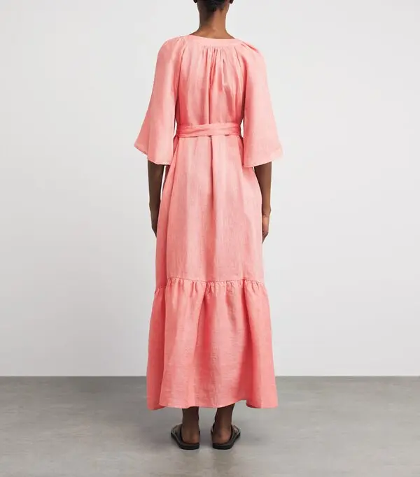 ERES Linen Audacieuse Wrap Midi Dress - Pink