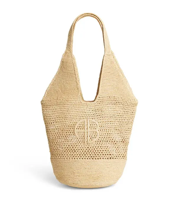 ANINE BING Leah Raffia Shopper Bag - Beige