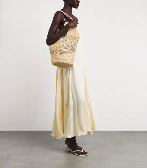 ANINE BING Leah Raffia Shopper Bag - Beige
