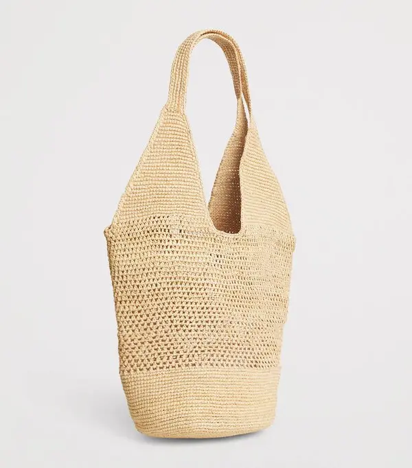 ANINE BING Leah Raffia Shopper Bag - Beige