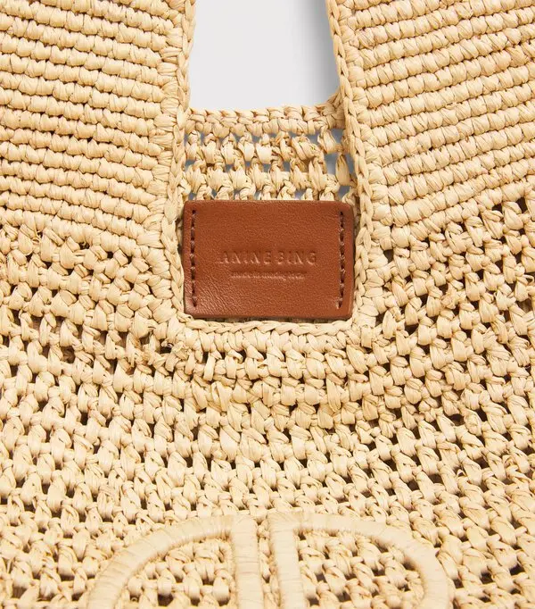 ANINE BING Leah Raffia Shopper Bag - Beige