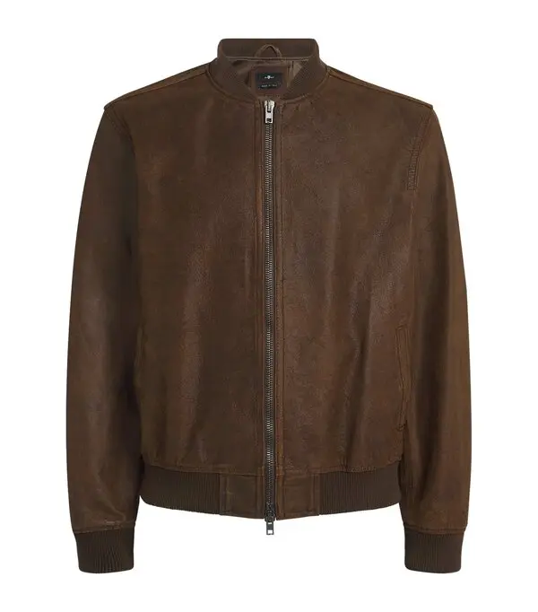 7 For All Mankind Distressed Leather Bomber Jacket