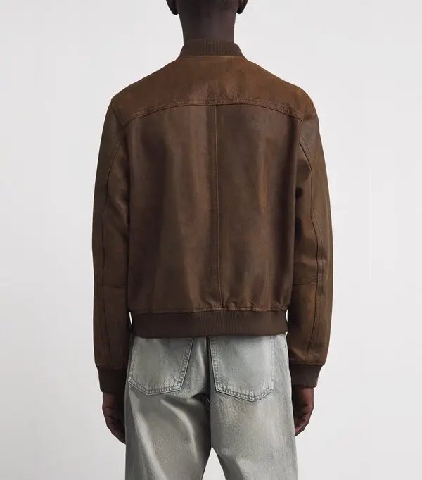 7 For All Mankind Distressed Leather Bomber Jacket