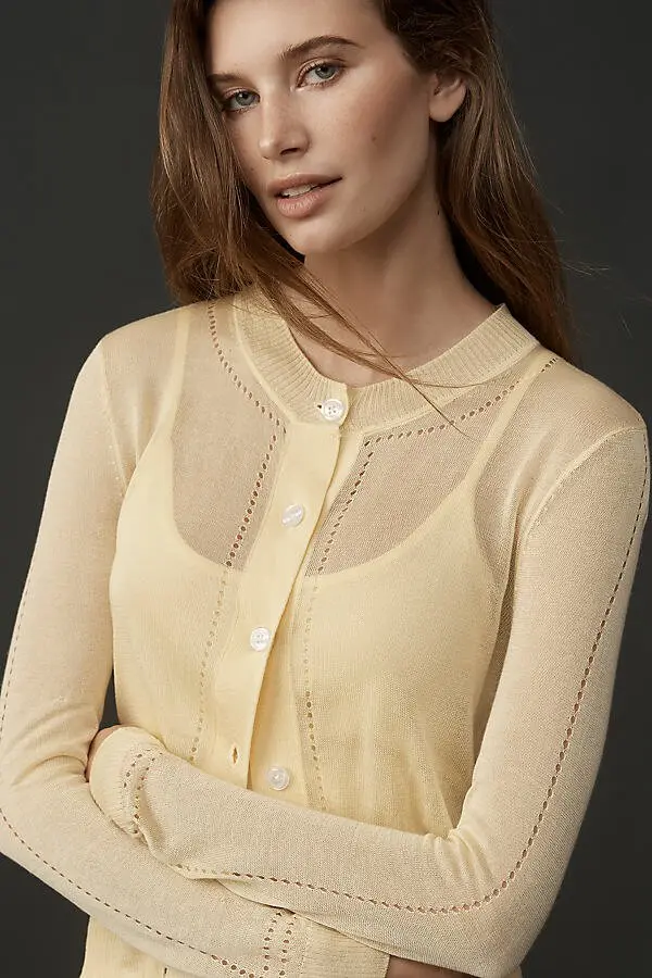 Central Park West Sheer Pointelle Cardigan