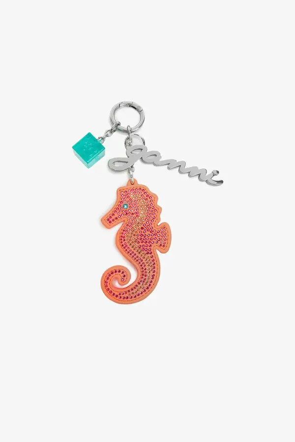 GANNI Seahorse Charm With Rhinestones - Cantaloupe