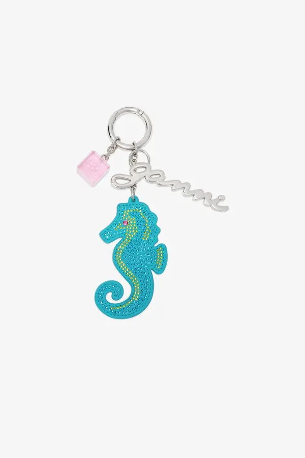 GANNI Seahorse Charm With Rhinestones - Scuba Blue