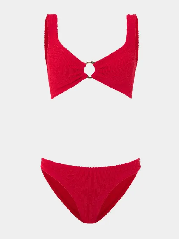 Hunza G Julia Bikini With Gold Hoop - Red