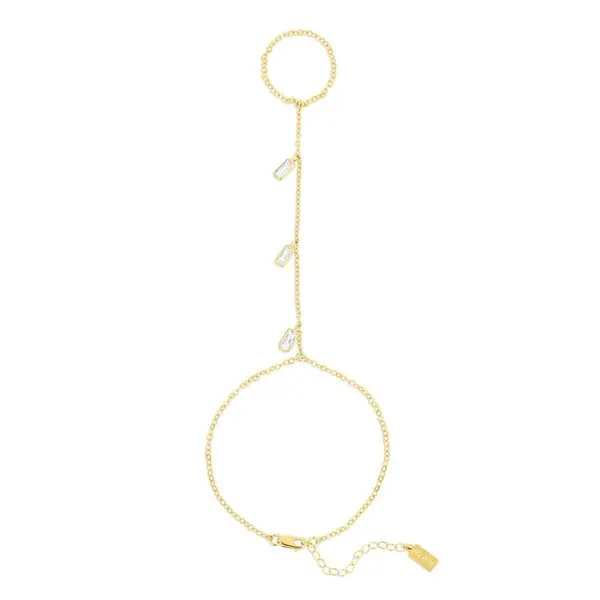 SET & STONES Aspen Hand Chain With Bezel Set Cubic Zirconia Charms - Gold