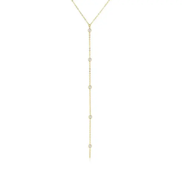 SET & STONES Faye Lariat Necklace With Cubic Zirconia - Gold