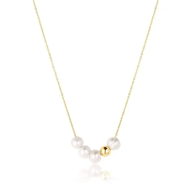 SET & STONES Portia Necklace With Pearls And Gold Bead - Gold/white