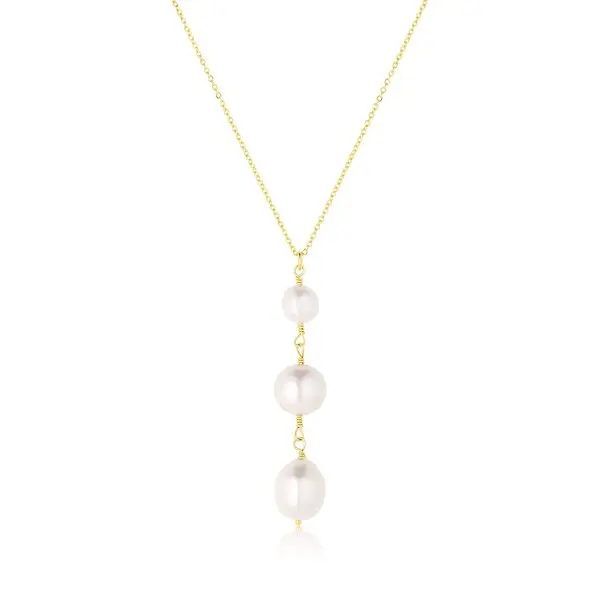 SET & STONES Gold And Pearl Drop Necklace - Gold/white