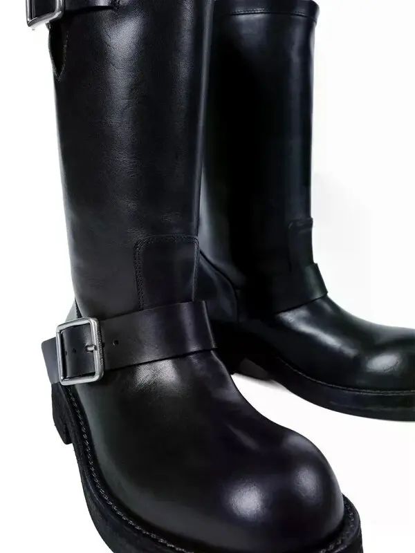 ANN DEMEULEMEESTER Sarith Engineer Buckle-detail Leather Biker Boots