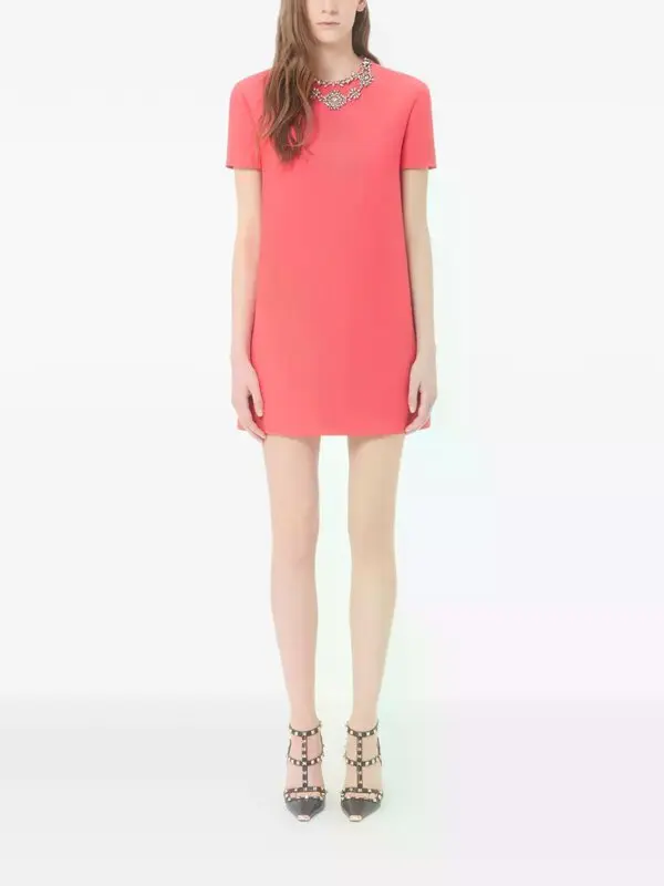 Valentino Garavani Embroidered Crepe Couture Short Dress - Pink