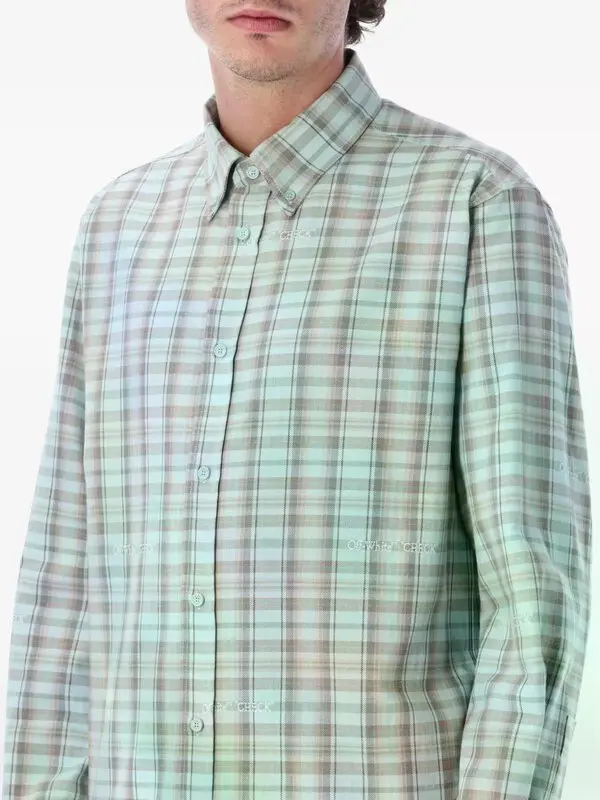 Off-White Check-print Logo-embroidered Shirt