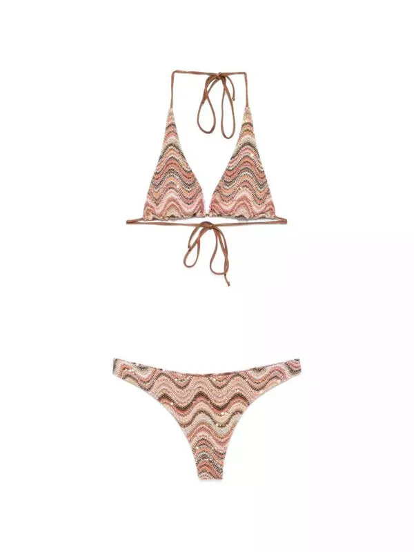 MC2 SAINT BARTH Naomi Sequin Embellished Zigzag Knit Bikini