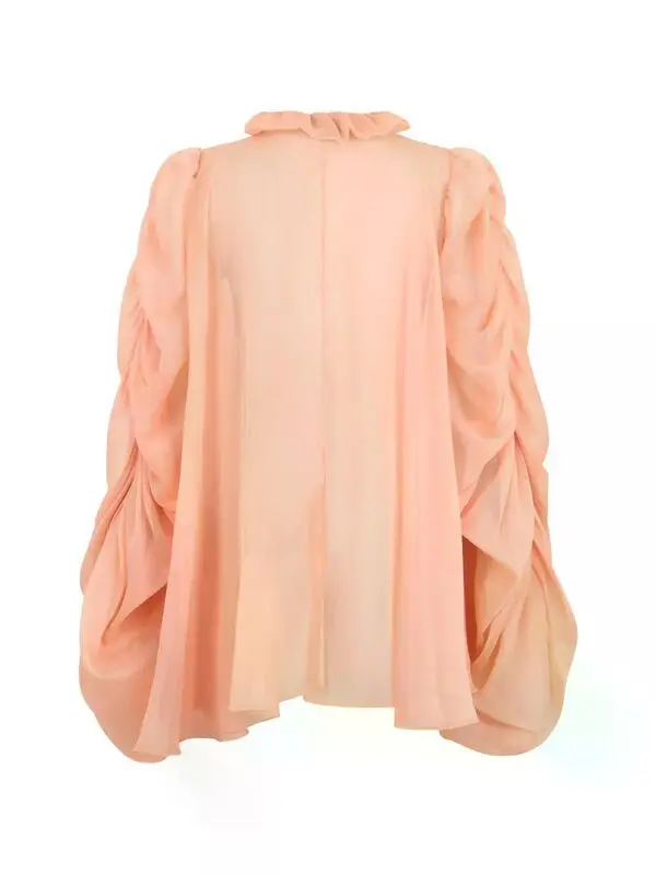 LES FILLES D'EVA Frogging Detail Ruffled Collar Blouse