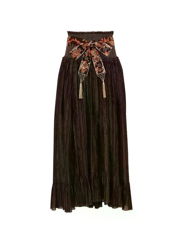 Zimmermann Aster Ruffled Asymmetric Midi Skirt - Brown