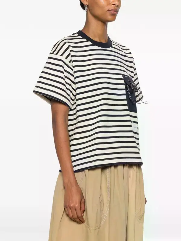 AND WANDER Stripe Pattern Pocket T-shirt