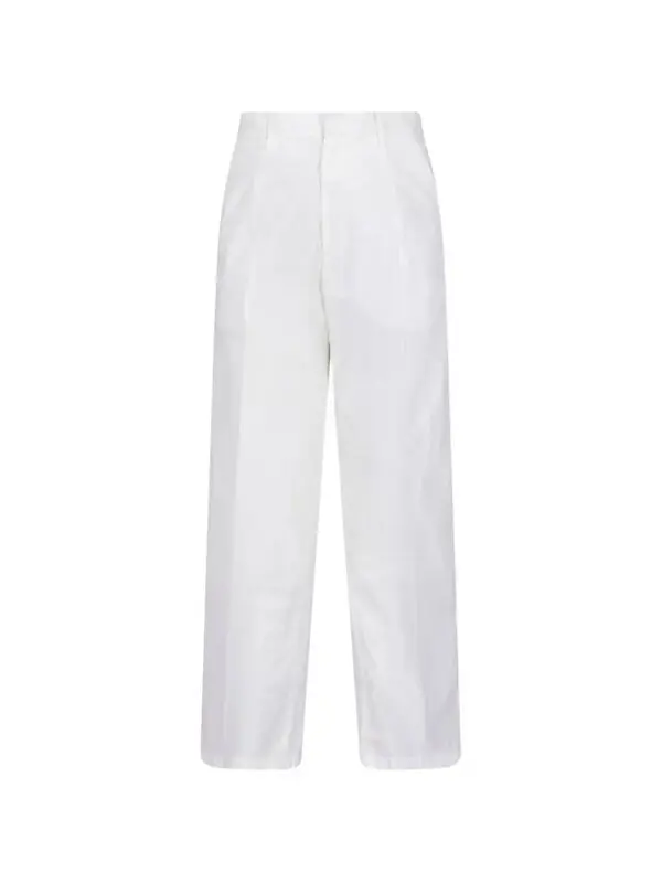 Auralee Pleated Straight-leg Trousers - White