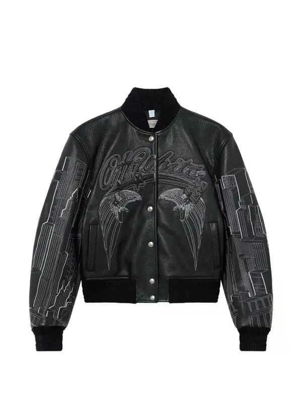 Off-White Calf Leather Bomber Jacket
