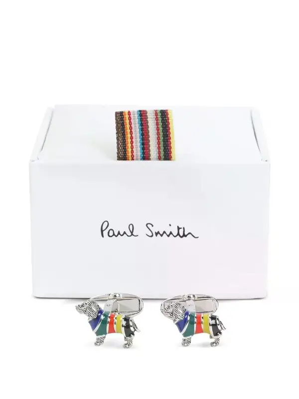 Paul Smith Dog In Jumper Logo-embossed Cufflinks - Silver