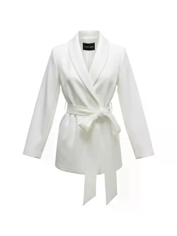 Black Label Belted Wrap-around Jacket - White