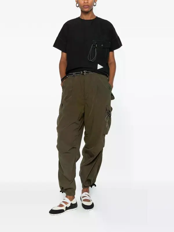 AND WANDER Belted Cargo Trousers - Green