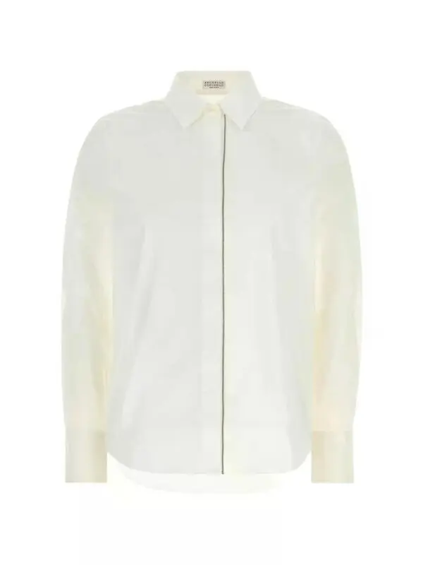 Brunello Cucinelli Monili Trimmed Poplin Shirt