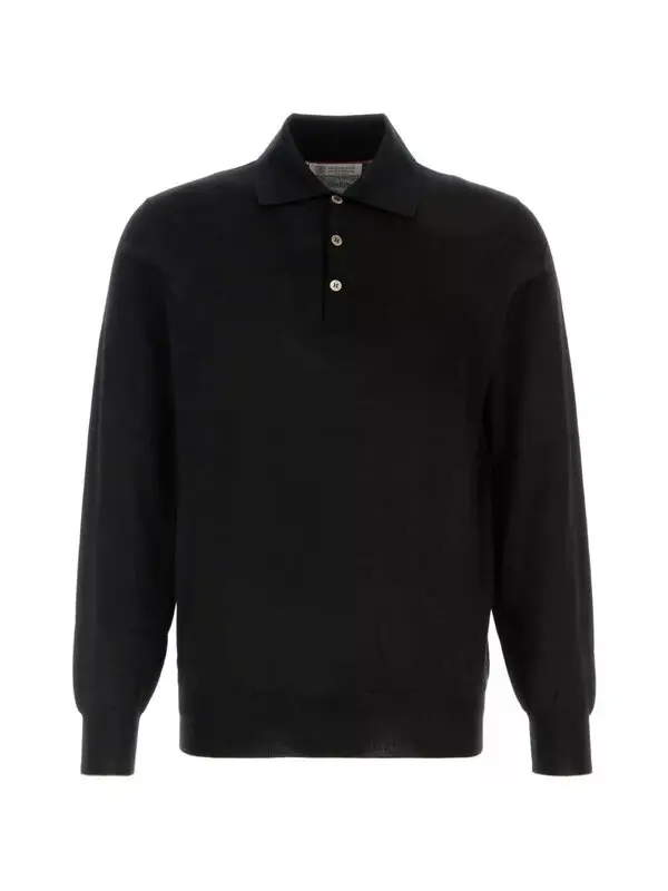 Brunello Cucinelli Long-sleeved Cotton Polo Shirt - Black