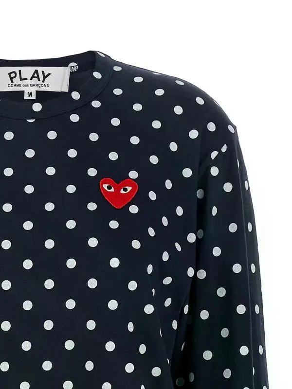 Play Comme Des Garcon Polka Dot Heart Patch Long Sleeve T-shirt