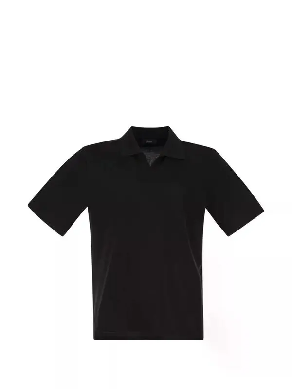 Herno Open-collar Jersey Polo Shirt - Black