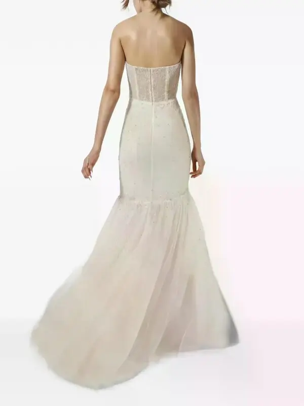 Vera Wang Embellished Strapless Sweetheart Neck Corset Bodice Mermaid Gown