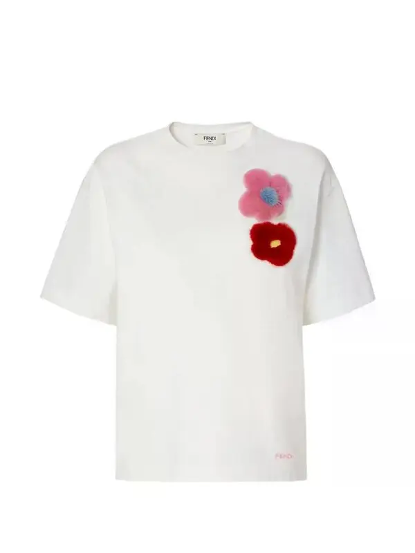 Fendi Sunny Side Flowers Embroidered T-shirt - White
